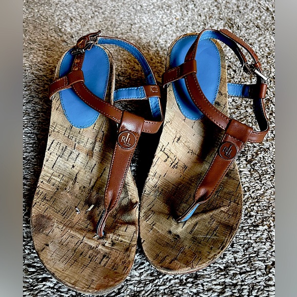 Polo Ralph Lauren | Shoes | Polo Wedge Sandals Size 8 Classic Brown ...